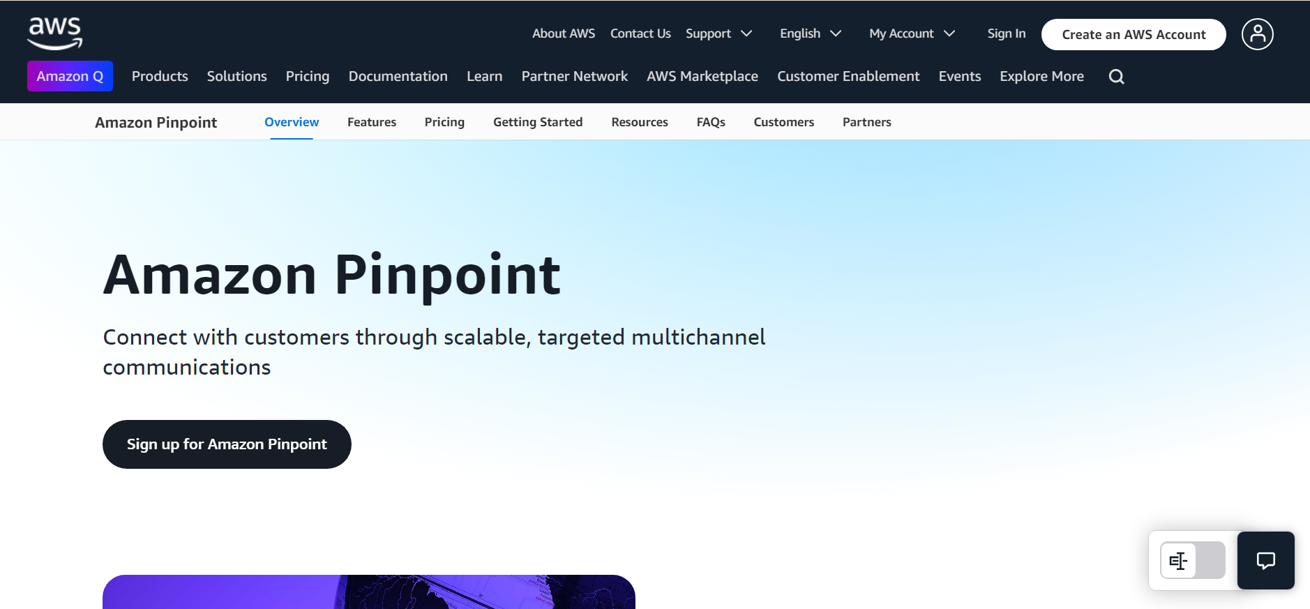 What is Amazon pinpoint in AWS?